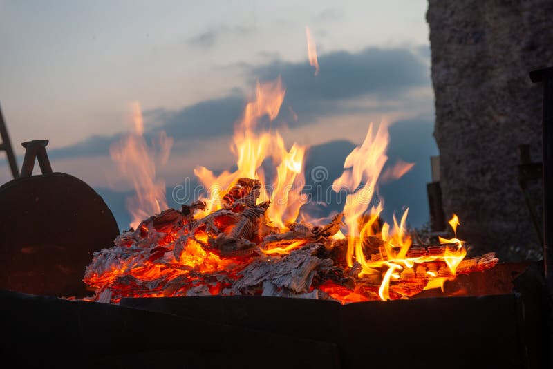 Very Bright Flame with Embers Stock Image - Image of pollution, embers ...