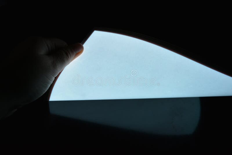 Luminous A4 Paper with an Electroluminescent Coating is Located in ...