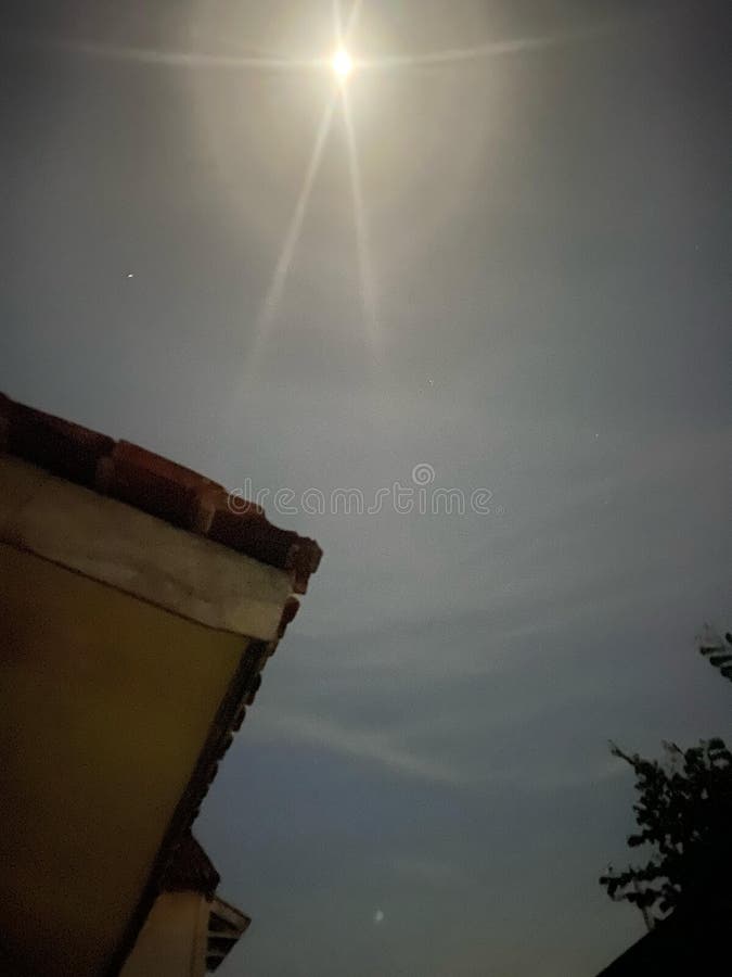 The Very Bright Moon Illuminates Every Corner of the House Stock Image ...