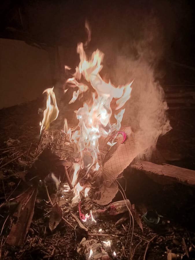 A Very Burning Fire at Night Stock Photo - Image of night, fire: 385386720