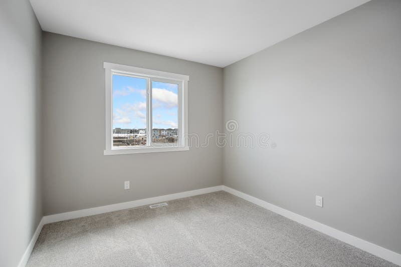 Very Clean and Empty Bedroom with a Large Window Stock Image - Image of modern, bright: 375813263