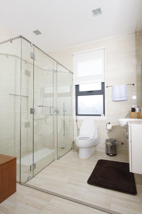 Very Clean and Well Lighted Bathroom in an Asian Home Stock Image ...