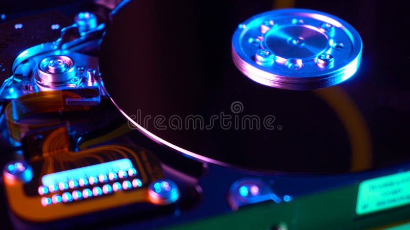 Very Close View of Opened Hard Drive Device Stock Photo - Image of ...