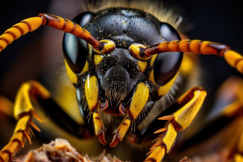 Very Close Wasp Macro Shot. Generative AI Stock Image - Image of small ...