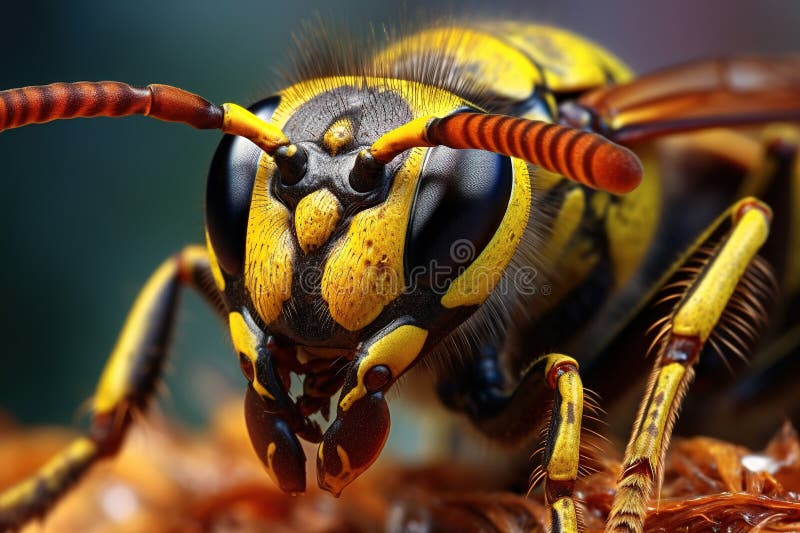 Very Close Wasp Macro Shot. Generative AI Stock Illustration ...