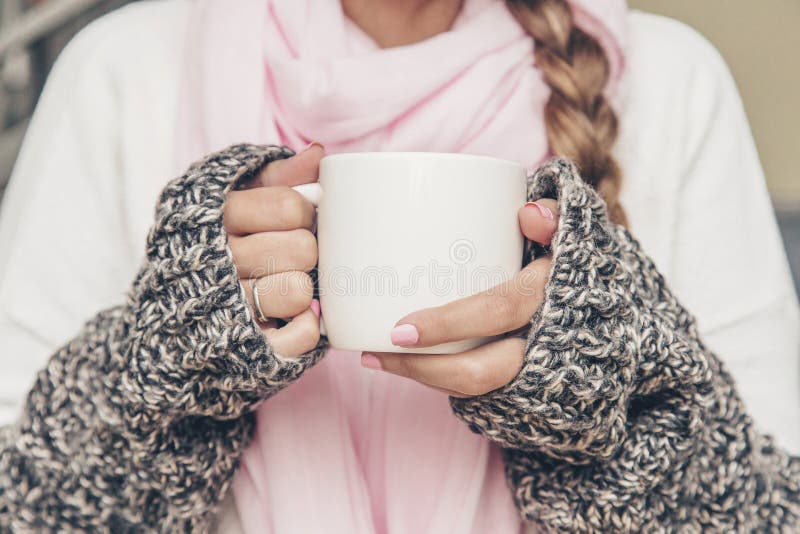 Very Cold Girl with Cup in Her Hands Stock Photo - Image of girl, cold ...