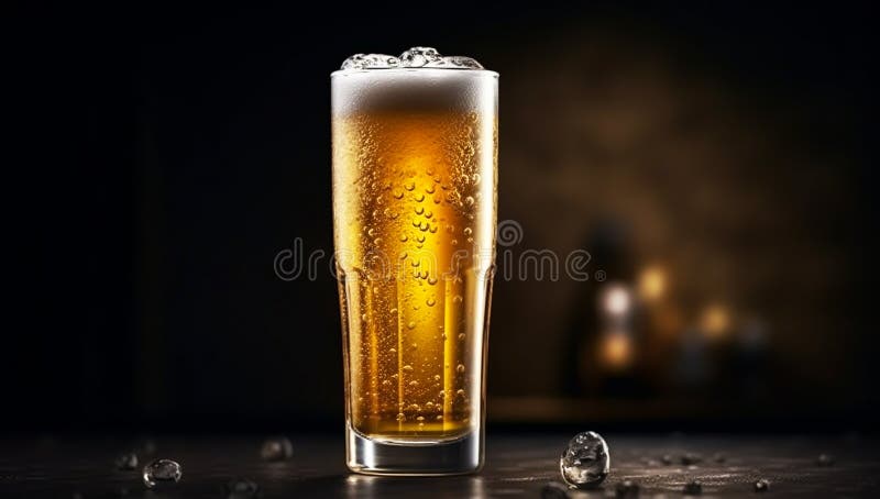 Very Cold Golden Beer. AI Generated Stock Illustration - Illustration ...
