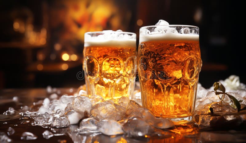 Very Cold Golden Beer. AI Generated Stock Illustration - Illustration ...