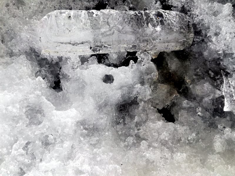 Very Cold Winter. Ice Water and Snow Stock Image - Image of blue ...