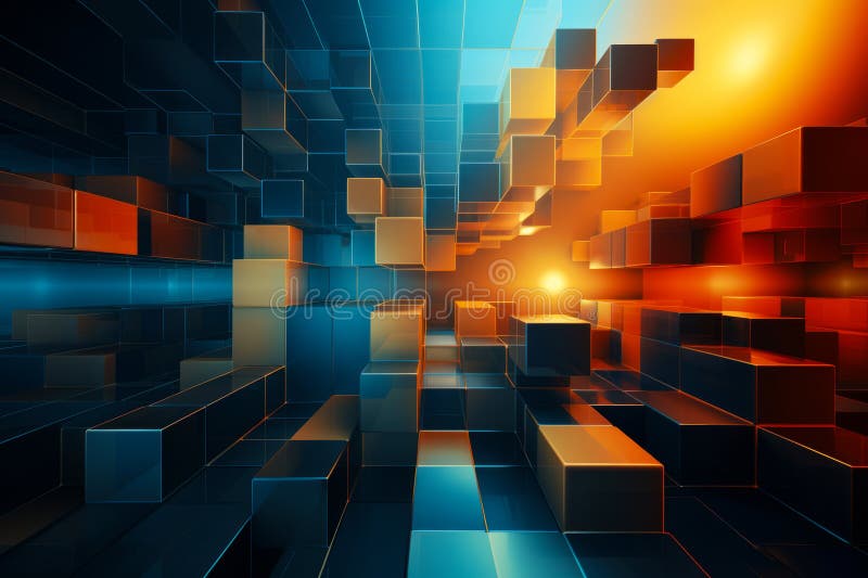 Very Colorful Abstract Background with Cubes and Bright Light ...