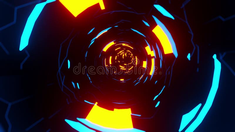 Very Colorful Animation of Circular Object in the Dark. Infinitely ...