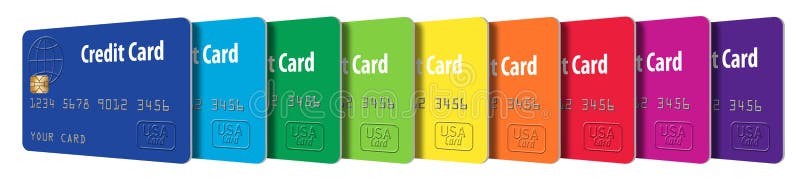 Very Colorful Generic Credit Cards are Seen Here. Stock Illustration ...