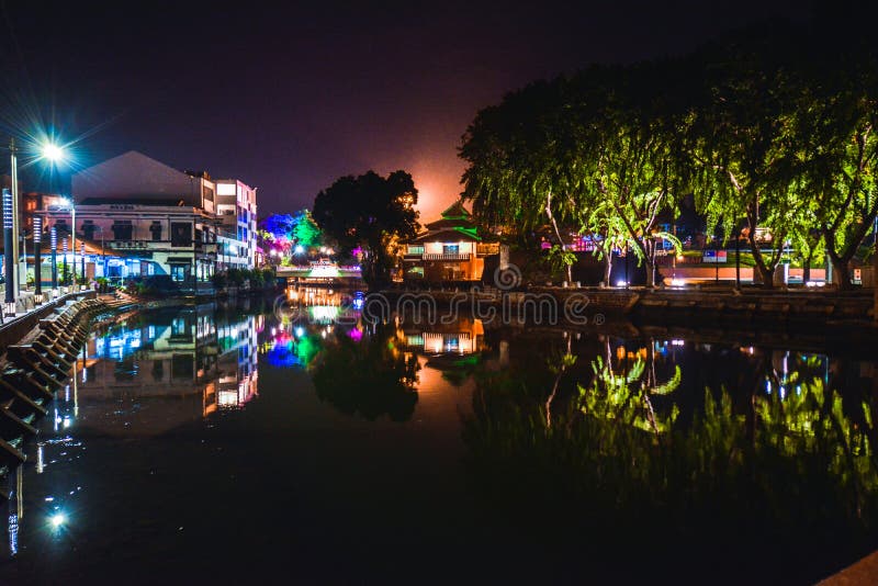 Colorful Landscape in the Midnight Stock Photo - Image of night, house ...