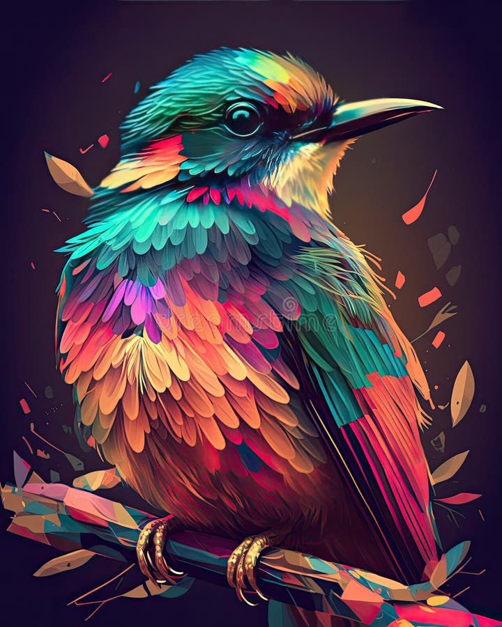 Very Colorful Bird, Stylized Illustration. Generative AI Stock ...
