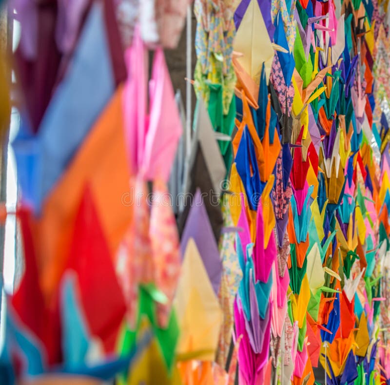 Very Colourful Origami Art Installation Stock Photo - Image of person ...