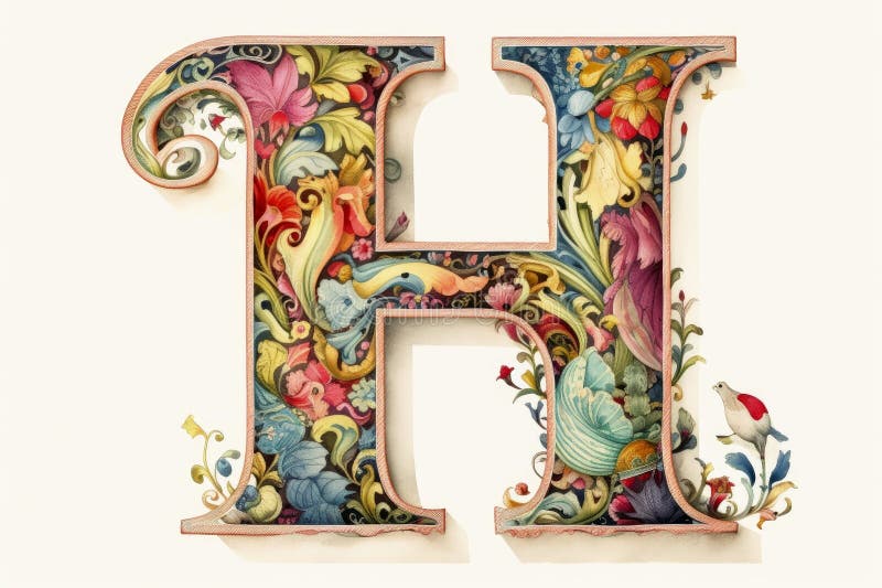 A Very Colourful and Ornate Letter H on a White Background Created with ...