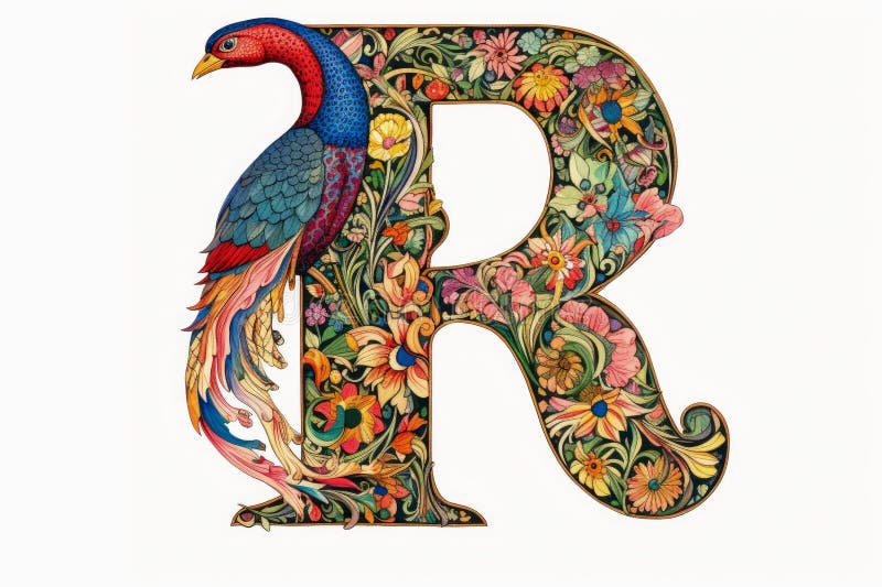 A Very Colourful and Ornate Letter R on a White Background Created with ...
