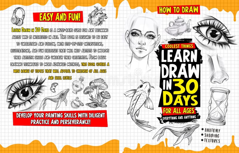 Very Cool Cover How To Draw Lot Cute Stuff. Stock Photo - Image of ...