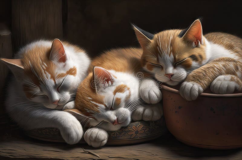 Very Cute Adorable Realistic Sleepy Cat are Sleeping on Floor Stock ...