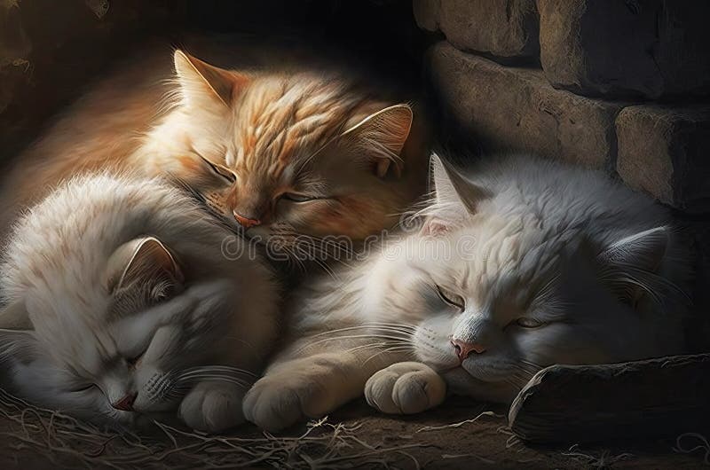 Very Cute Adorable Realistic Sleepy Cat are Sleeping on Floor Stock ...
