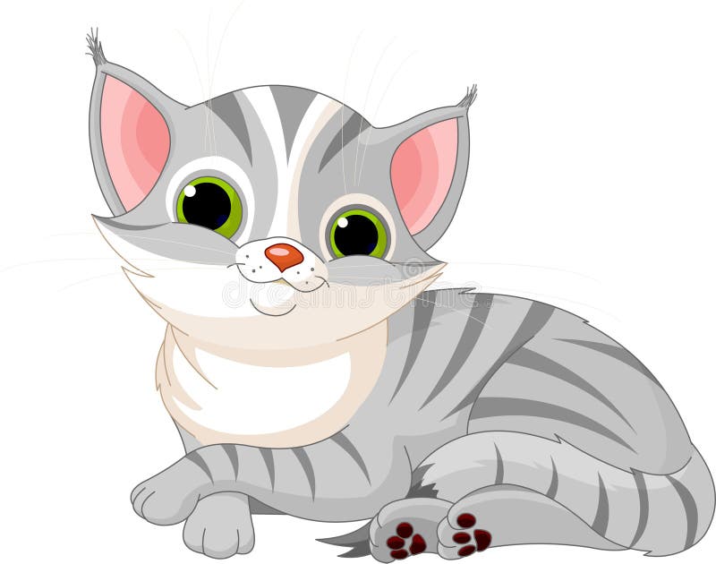 Very cute cat stock vector. Illustration of kitten, lying - 14146043