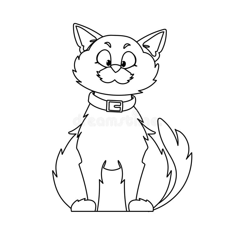 A Very Cute Cat with a Funny Expression is Just Sitting.Linear Style ...