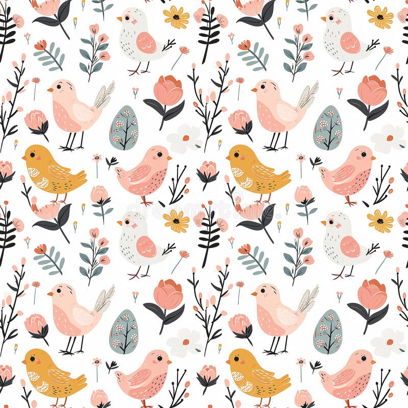 Very Cute Easter Clipart Seamless Pattern. Tile Stock Image - Image of ...