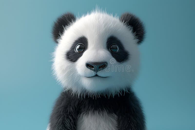 A Very Cute Panda on a Blue Background. Stock Photo - Image of cute ...