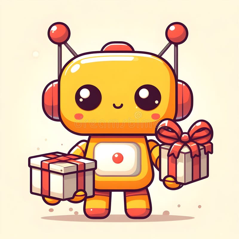 Very Cute Yellow Robot Vector. Stock Illustration - Illustration of ...