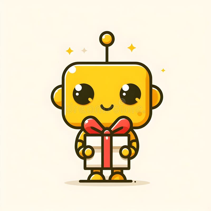 Very Cute Yellow Robot Vector. Stock Illustration - Illustration of ...