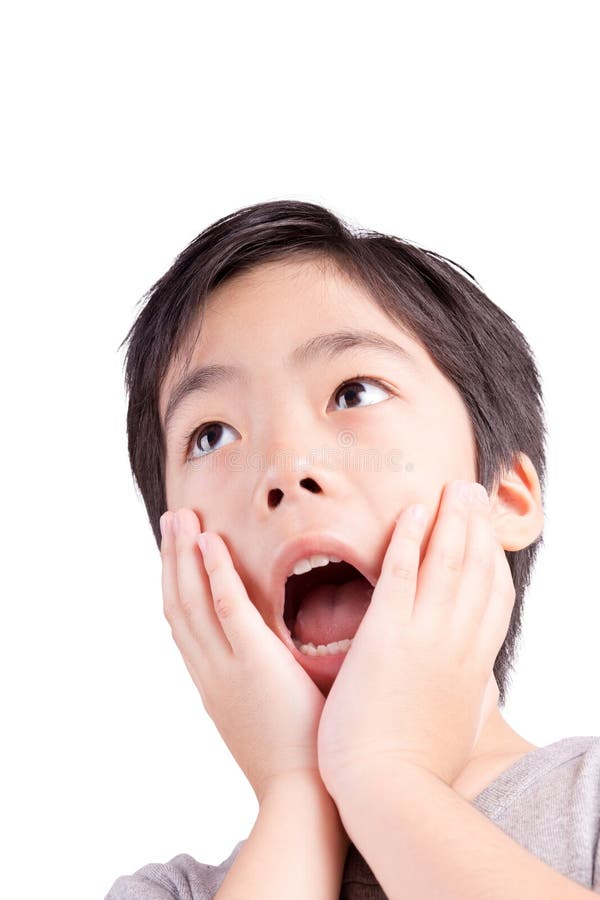 Very Cute Young Surprised Boy Looking Away from Camera Stock Image ...