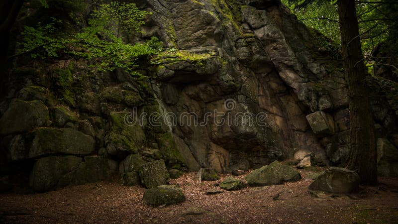 A Damp Rock Covered with Moss. Stock Photo - Image of moss, boulders ...