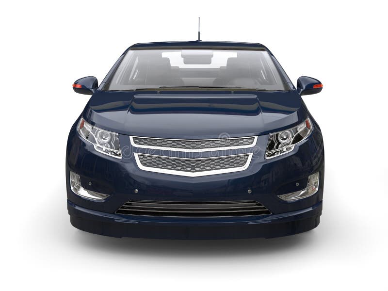 Very Dark Blue Modern Electric Car - Front View Stock Illustration ...
