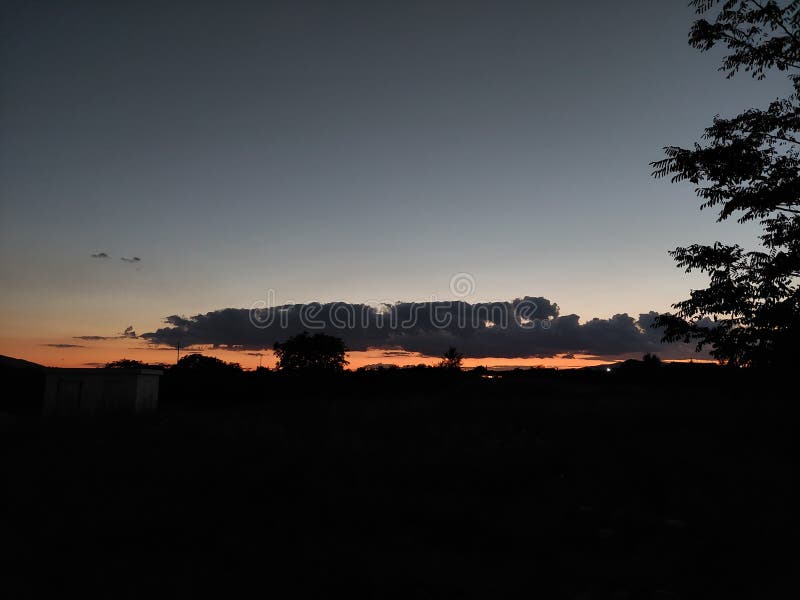A Very Dark View with Small Details of a Beautiful Sky Stock Image ...