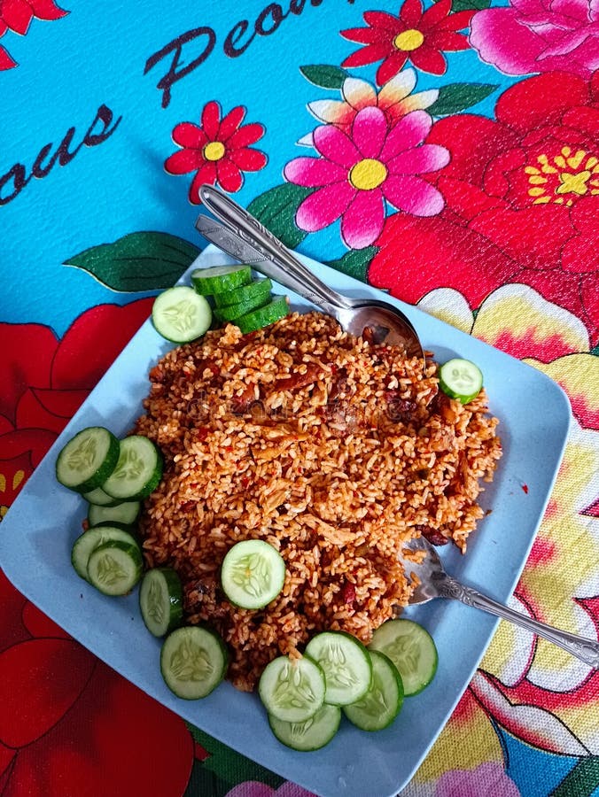 Very Delicious Fried Rice Surrounded by Fresh Cucumber Stock Image ...