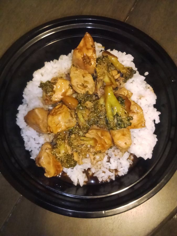 Very Delicious Teriyaki Chicken and Broccoli Over Rice Stock Image ...