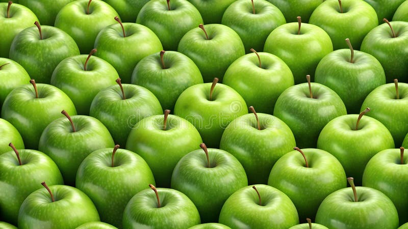 A Very Dense Pattern of Hyperrealistic and Photographic Green Apples Stock Illustration ...