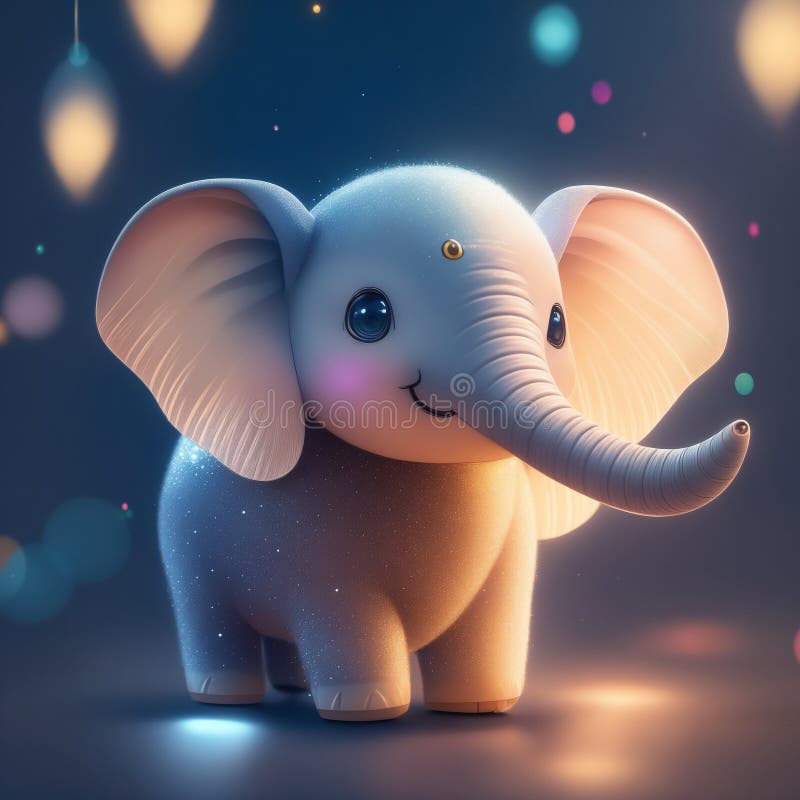 Very Detailed Cute Elephant. Generate Ai. Stock Illustration - Illustration of animal, isolated ...