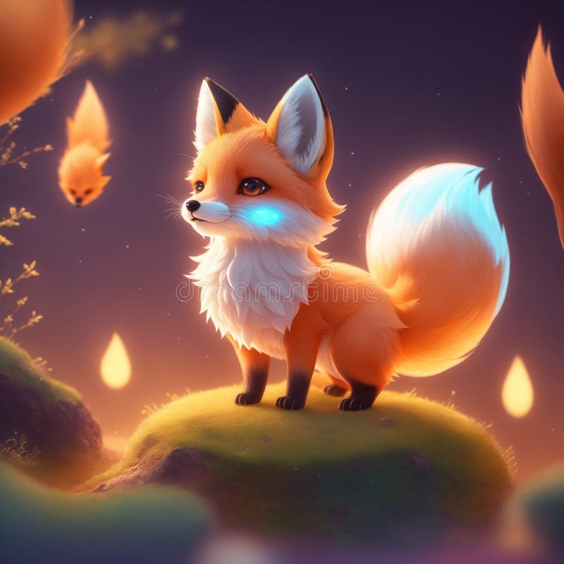 Very Detailed Cute Fox. Generate Ai. Stock Illustration - Illustration ...