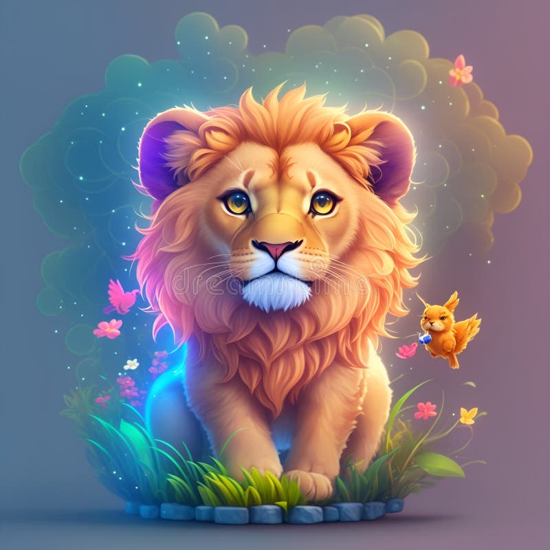 Very Detailed Cute Lion. Generate Ai. Stock Illustration - Illustration ...