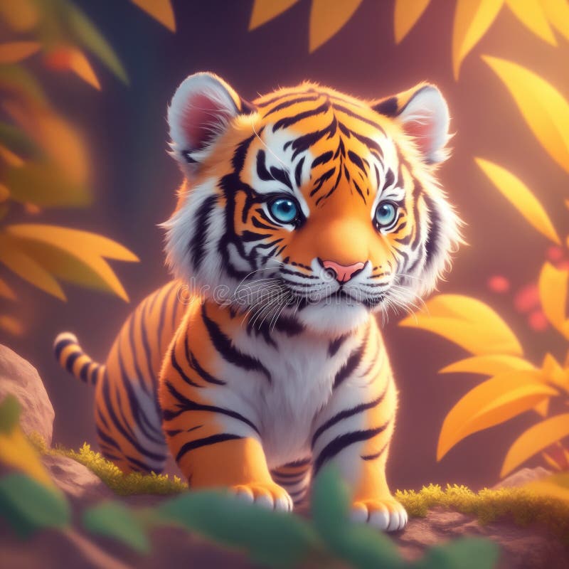 Very Detailed Cute Tiger. Generate Ai. Stock Illustration ...