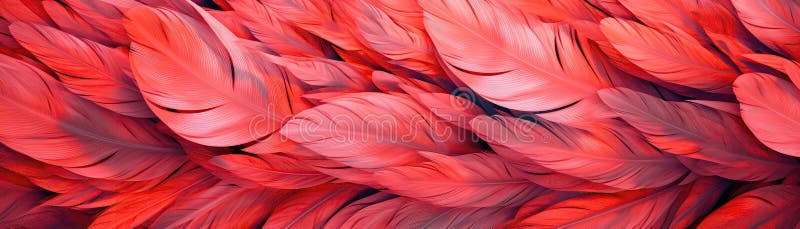 Very Detailed Feathers Pastel Red Tones Panoramic Banner. Generative AI ...