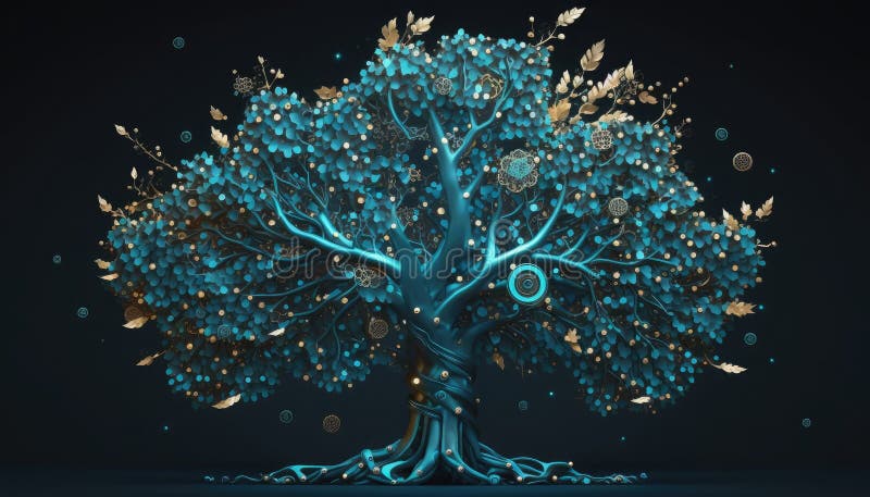 Very Detailed Imaginary Tree with Surreal Computer Cpu Elements As ...