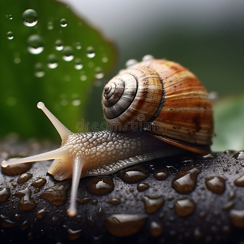 Very Detailed Snail Macro Photography Stock Photo - Image of green ...