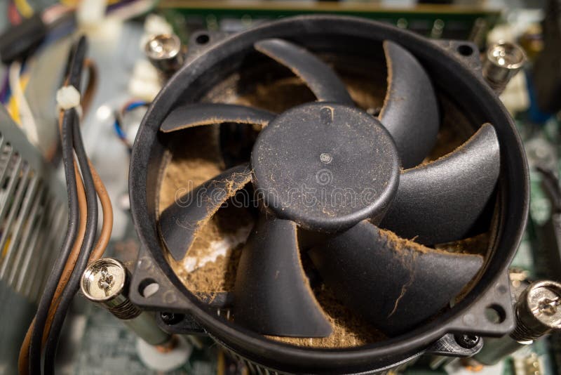 Very Dirty Computer Fan Inside a Computer is Cleaned by a Vacuum ...