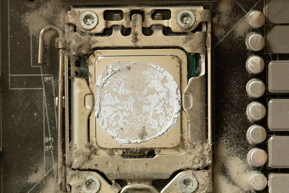 Very Dirty Computer Processor. Dusty CPU Microchip on a Computer ...