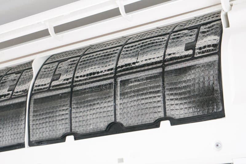 Close Up of Very Dirty Air Conditioner Filter with a Lot of Dust Stock ...