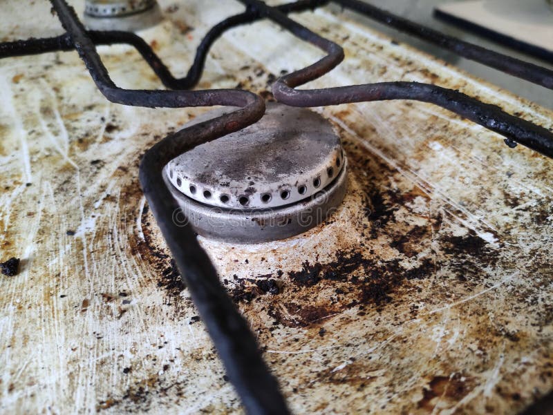 Very Dirty and Old Gas Burner, Close-up Stock Image - Image of messy ...