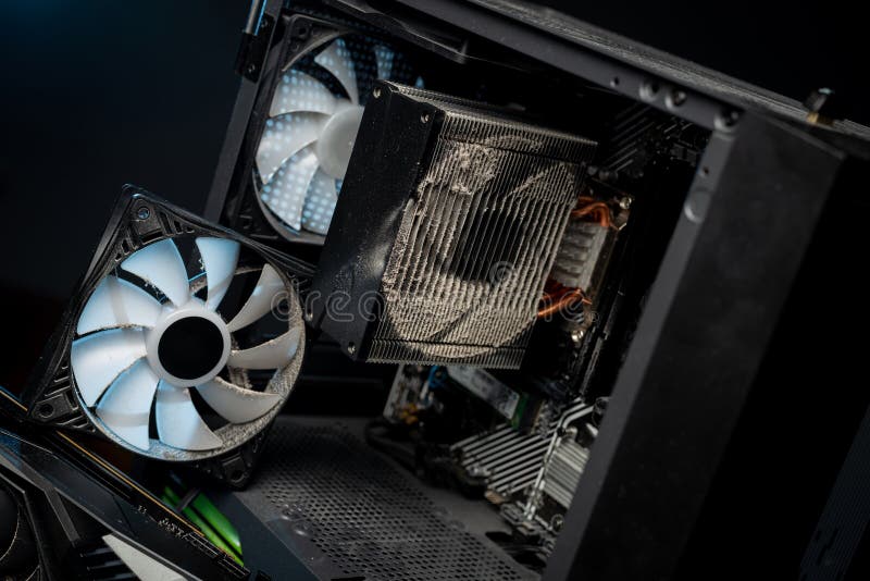 Very Dirty Personal Computer in Dust. Computer Overheating. Stock Image ...