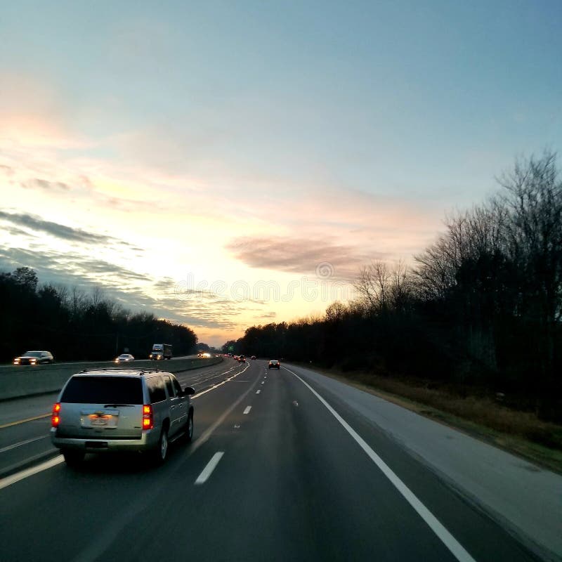 Very Dramatic Sunset Pictures Driving Stock Photo - Image of driving ...